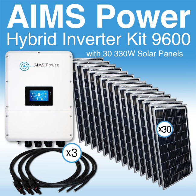AIMS Power 9.6 kW Hybrid Inverter & 9900W Solar Panel Kit for Preppers ...